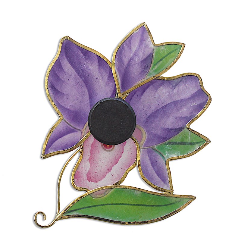 Hand-Painted Capiz Magnet Orchid - Welcome to the Islands