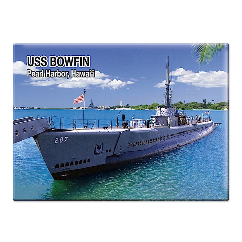 Die-Cut Tin Picture Magnet, USS Bowfin - Welcome to the Islands