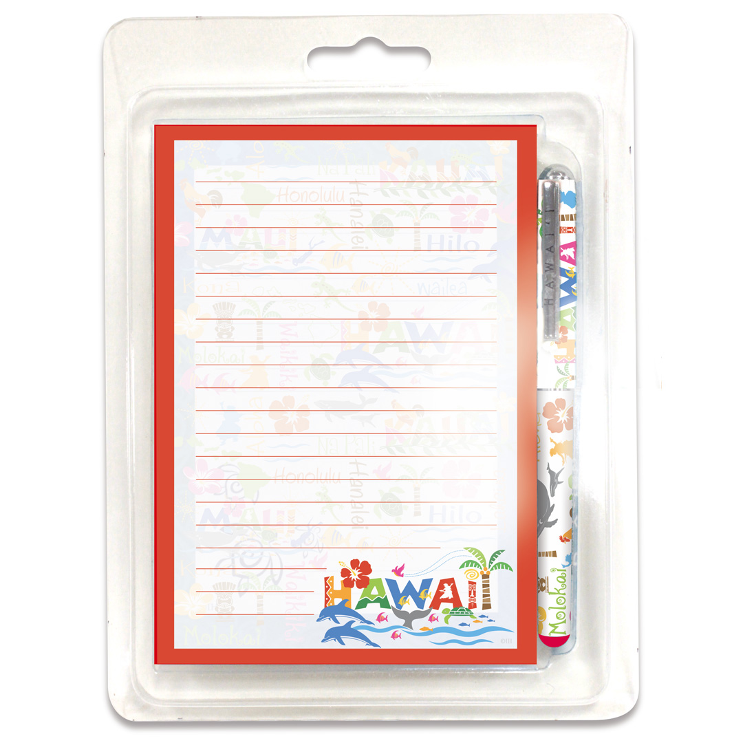 Notepad & Pen Blister Pack, Hawaiian Adventures - Welcome to the Islands