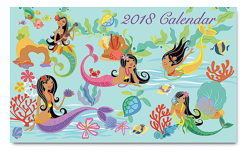 2018 Pocket Calendar Island Hula Mermaids - Welcome to the Islands