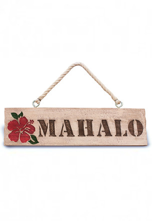 Wooden Hanging Sign, Mahalo - Welcome to the Islands