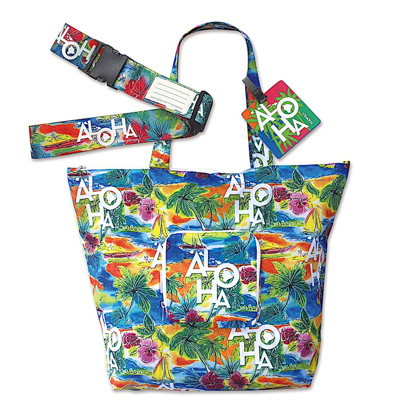 TROPICAL ALOHA LUGGAGE ACCESSORIES SET - Welcome to the Islands