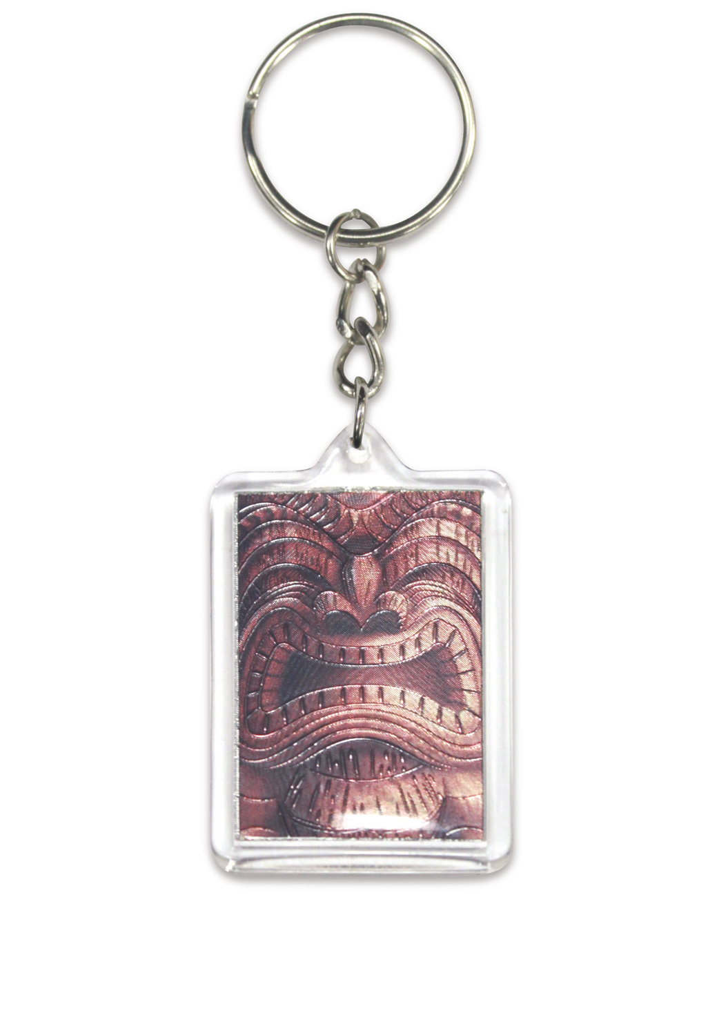 Acrylic Foil Keychain, Happy Tiki (Rectangle) - Welcome to the Islands