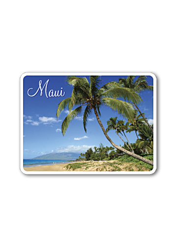 Die-Cut Tin Picture Magnet, Seaside Palm - Maui - Welcome to the Islands