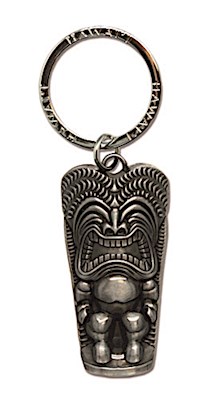 Metal Keychain, Tiki - Happy Tiki (Pewter) - Welcome to the Islands