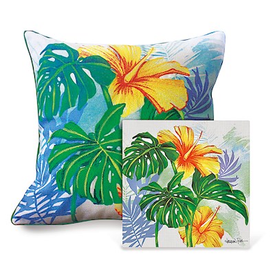 Lauren Roth Decor Set, Monstera Hibiscus - Welcome to the Islands